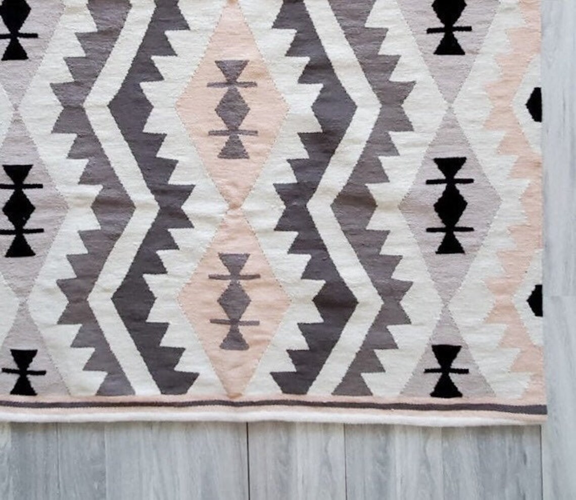 Handwoven Area Rug Pastel Colours Dusty Rose Rug Living | Etsy