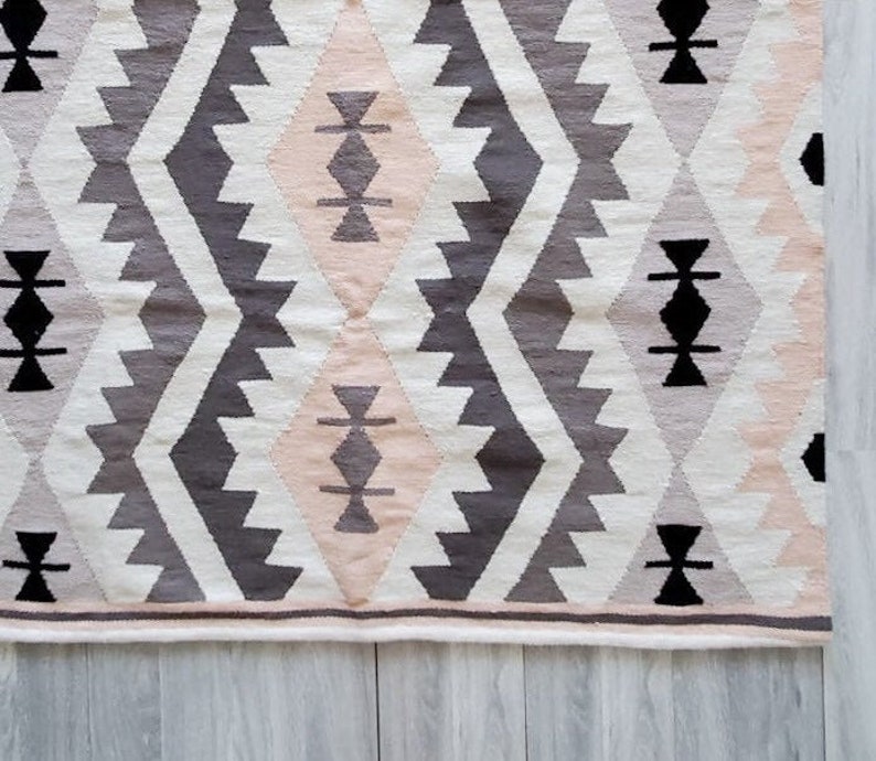 Handwoven Area Rug Pastel Colours Dusty Rose Rug Living | Etsy