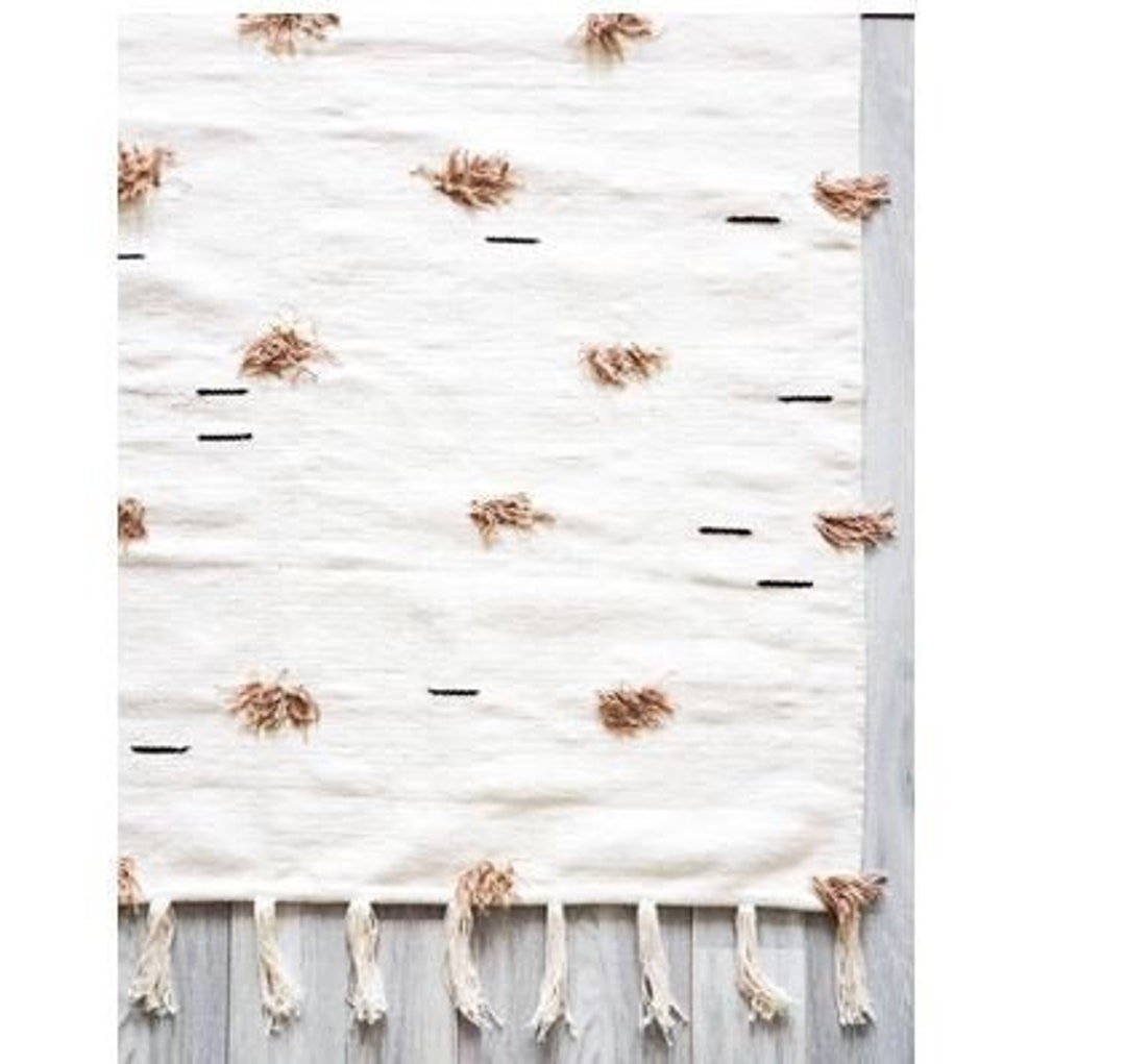 White Cotton Rug Flatwoven Rug Living Room Rug area Rug - Etsy