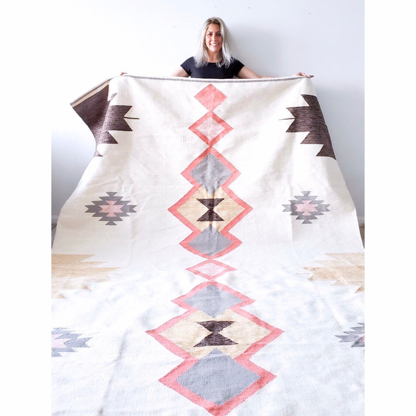 Aziza Pink & Mustard Handwoven Kilim Rug Handwoven Rug - Etsy