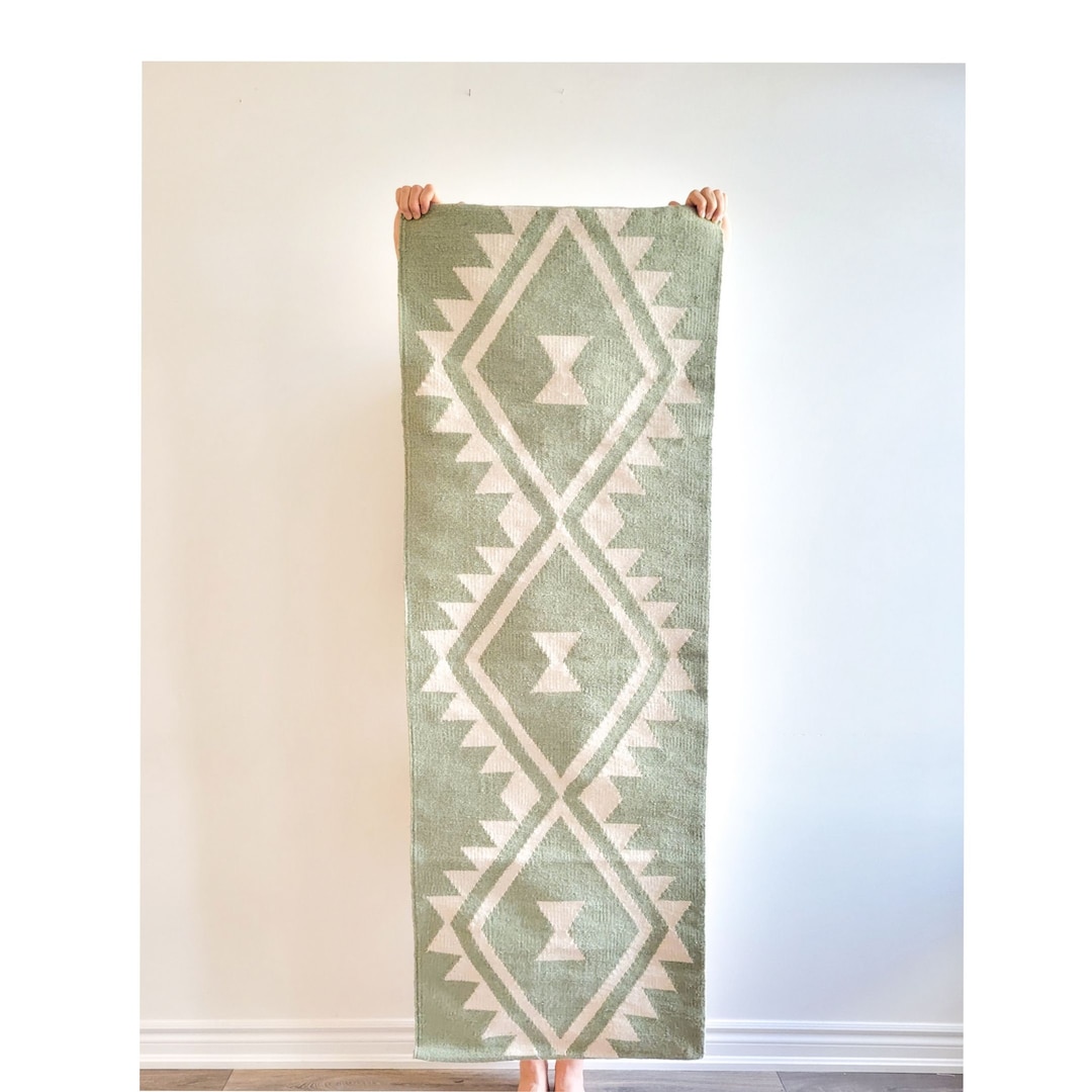 Sage Green Handwoven Runner Rug, Handwoven Kilim Rug, Hallways Runner ...