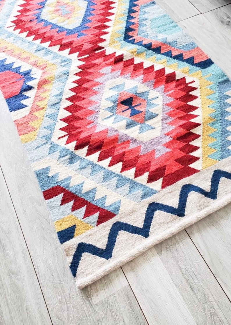 Handwoven Rug Colourful Rug Bright Colors Rug Living Room - Etsy