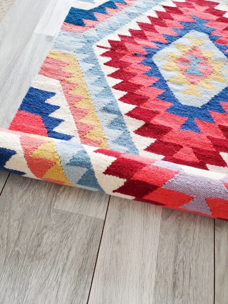 Handwoven Rug Colourful Rug Bright Colors Rug Living Room - Etsy