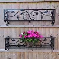 36" Wrought Iron Large Cottage Window Box Wall Basket - Outdoor Patio ...