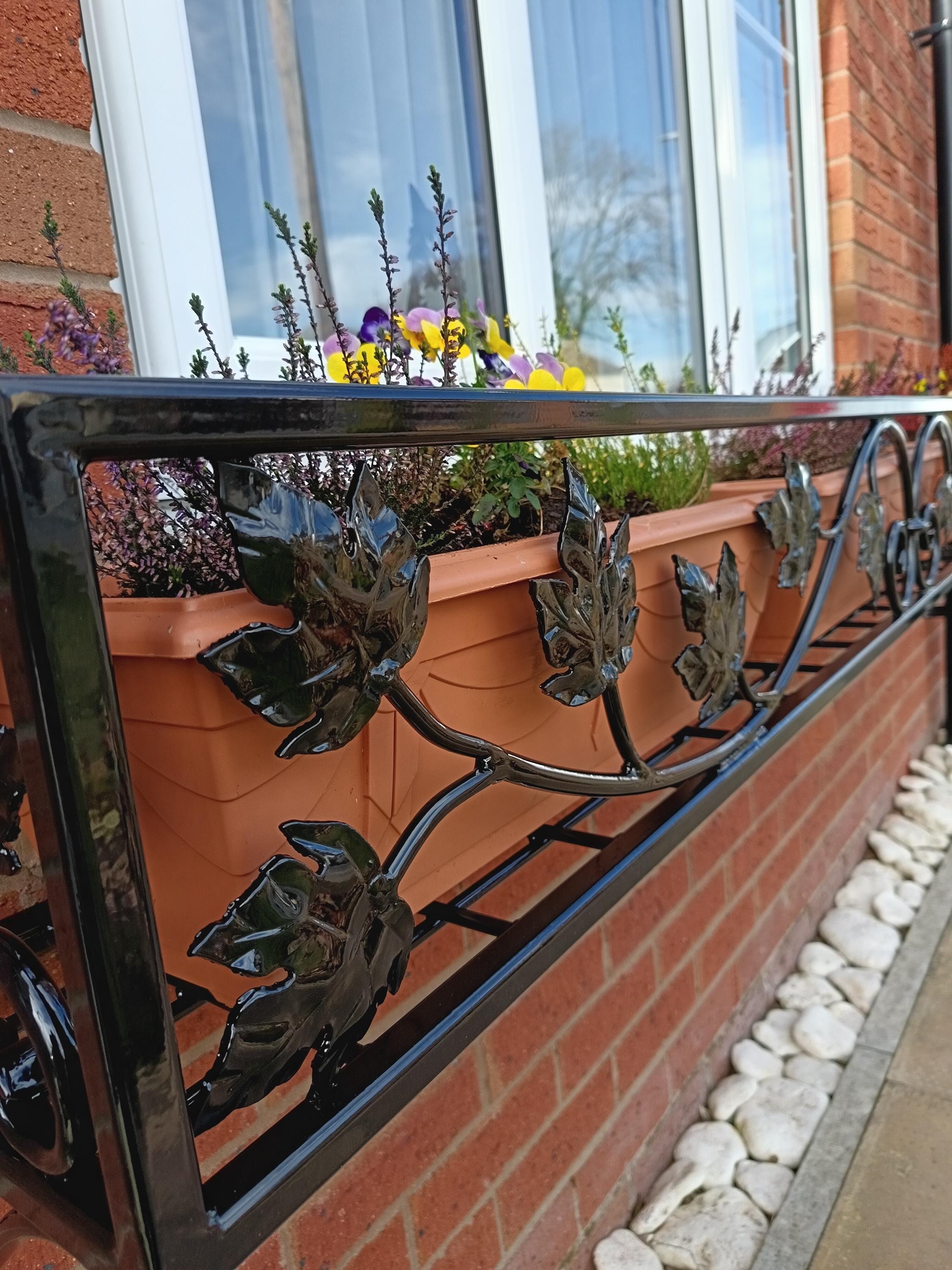 Metal Wrought Iron Wall Mounted Window Box, Pot Holder, Metal Trough ...