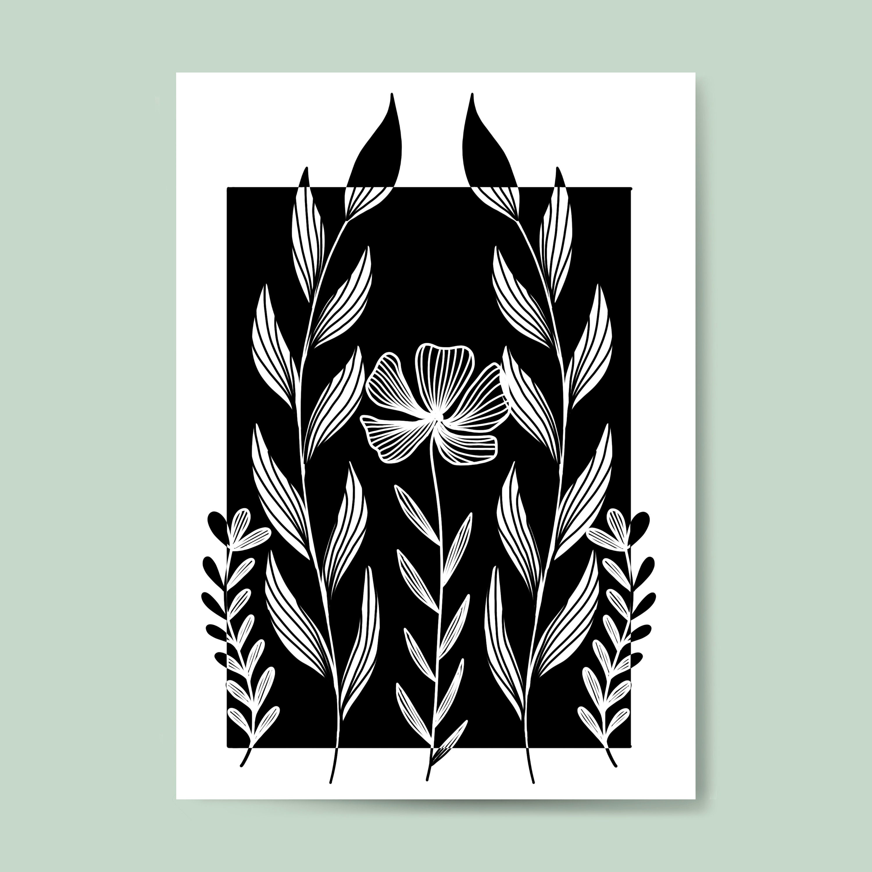 Monochrome Floral Printable Art 5x7in 8x10in 8x12in Downloadable Prints ...