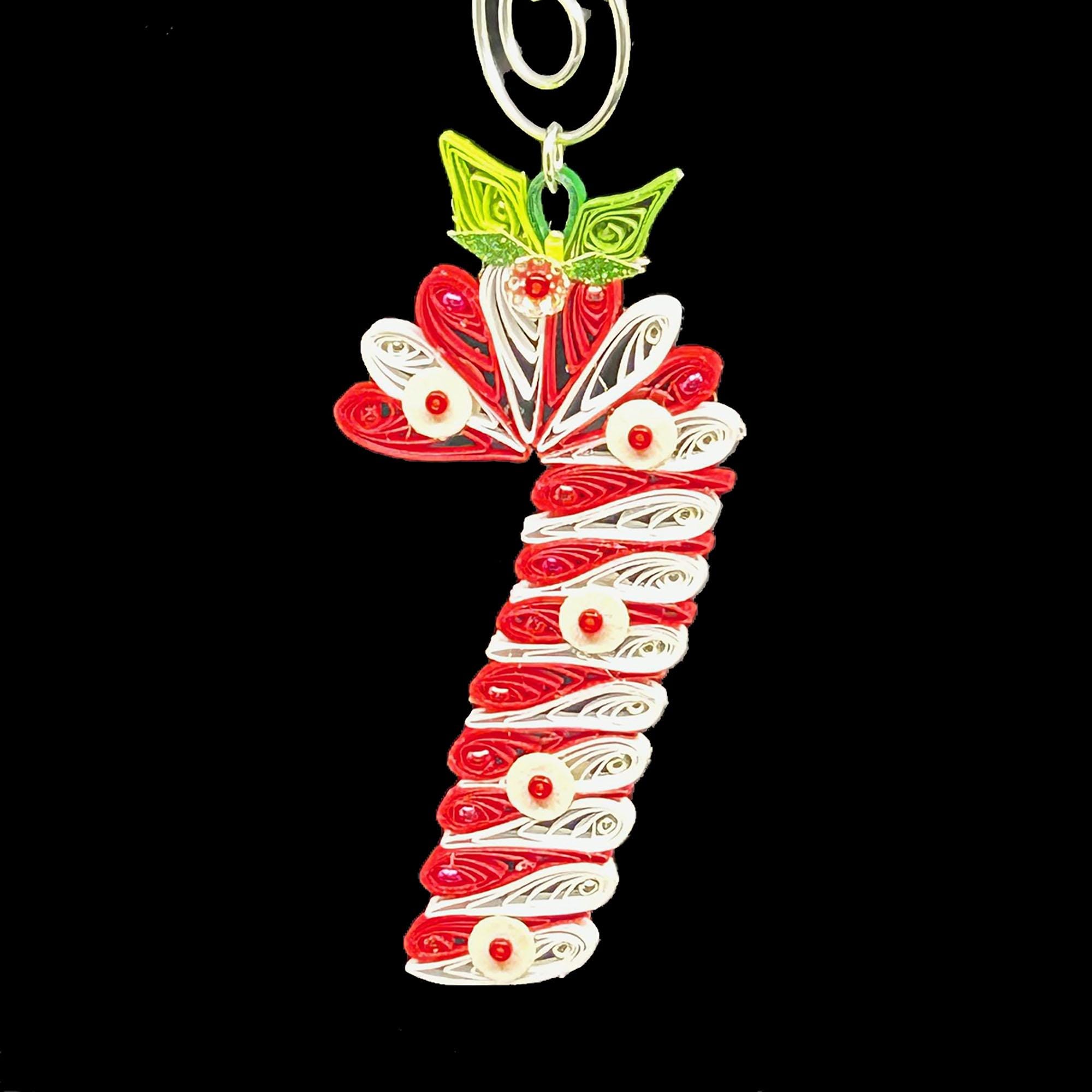 Ornament, Candy Cane: Paper, Quilled (curled and Shaped), Red, White ...