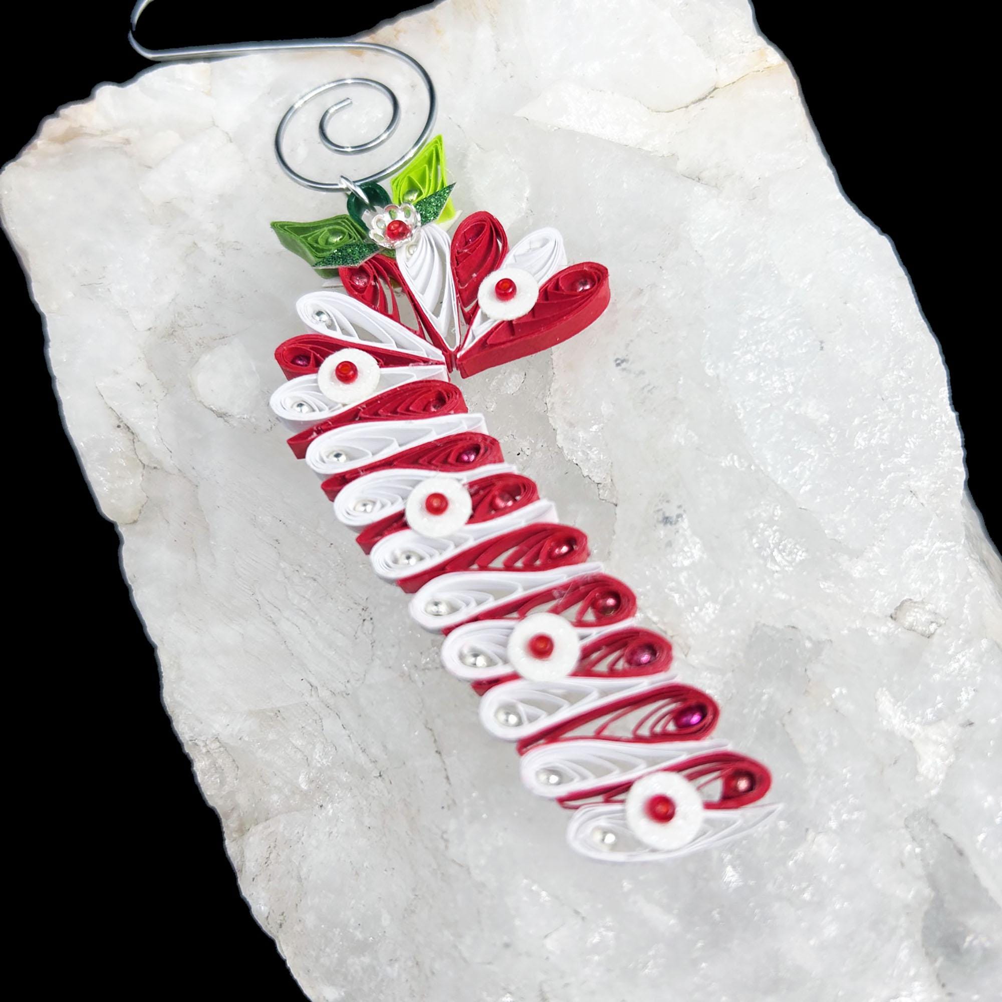 Ornament, Candy Cane: Paper, Quilled (curled and Shaped), Red, White ...
