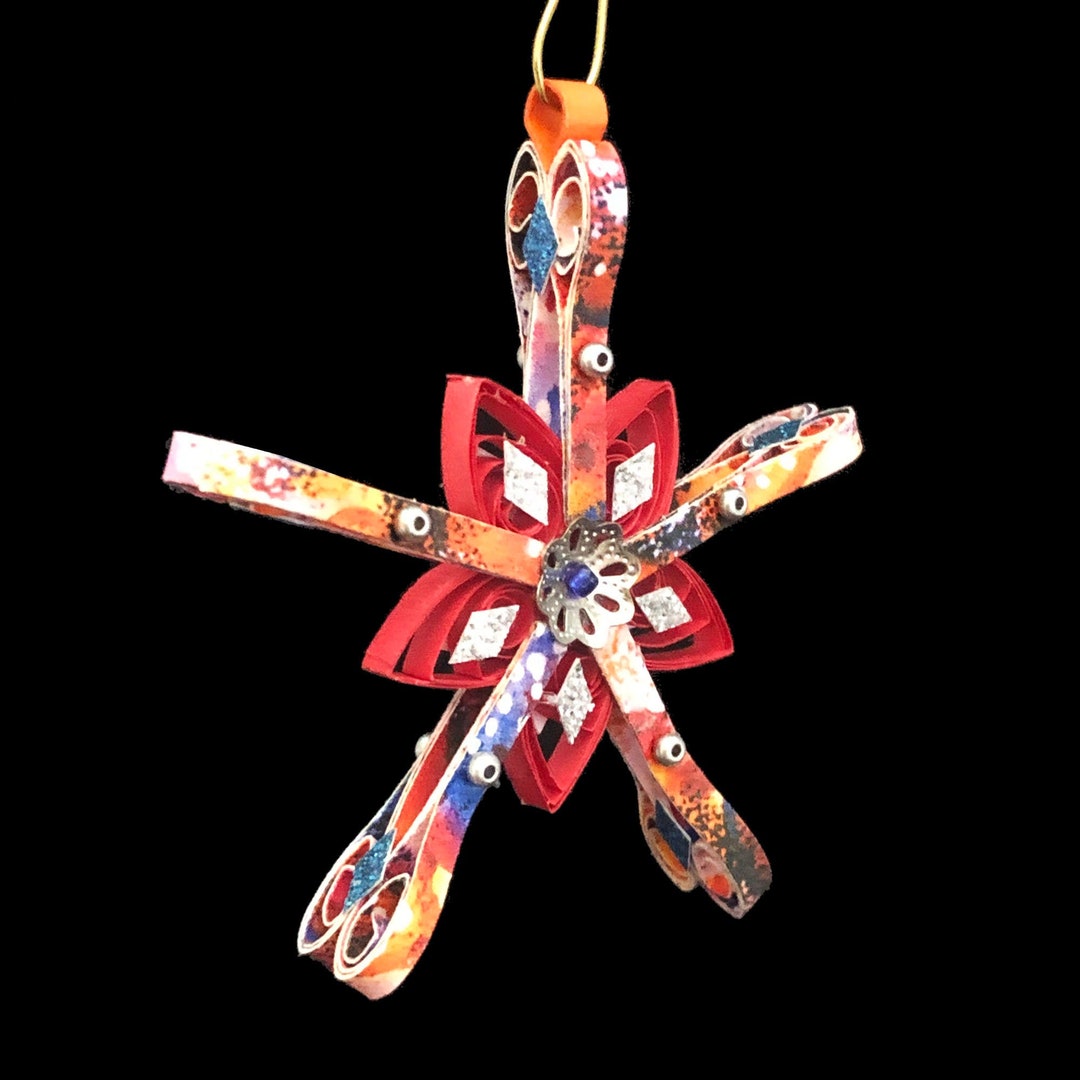 Ornament, Star: Paper, Quilled curled and Shaped, 2.25-inch Diameter ...