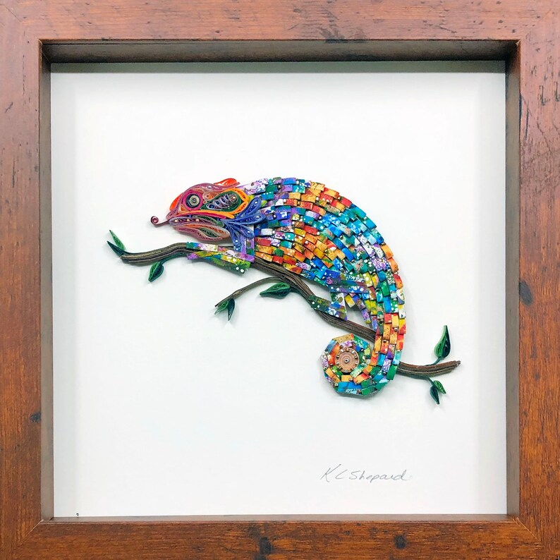Chameleon Wall Art: Paper, Quilled (curled and Shaped), Framed Paper ...