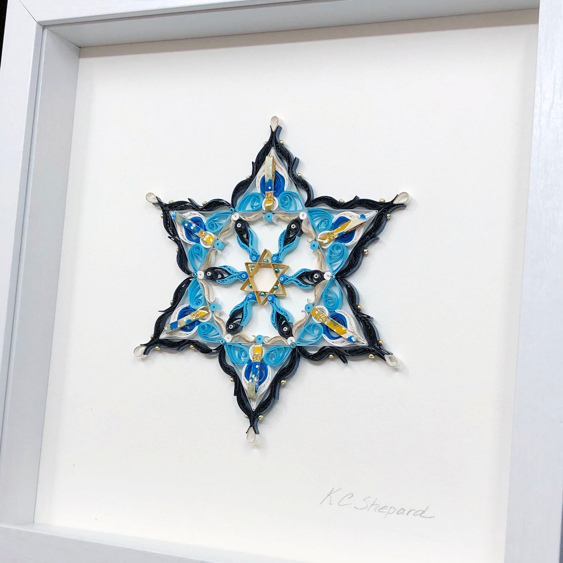 Star of David Wall Art/ornament: Paper, Quilled curled and Shaped ...