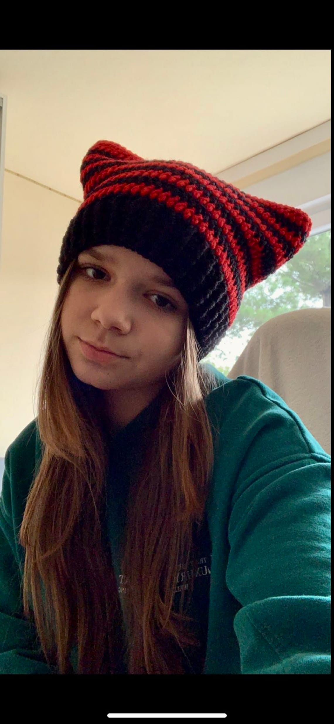 Crochet Cat Ear Beanie: Striped Wool-blend Handmade Hat, Handmade Cat ...