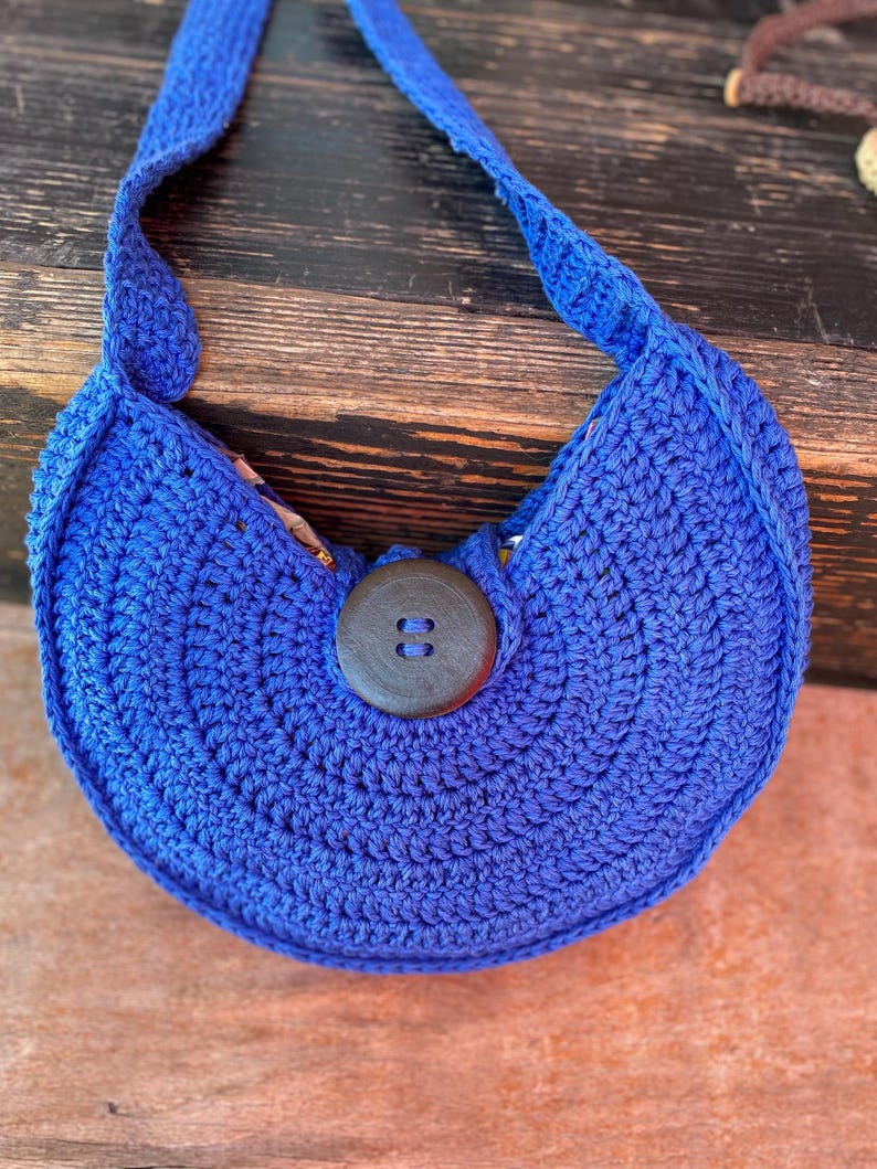 Handmade Royal Blue Crochet Circle Bag, Organic Cotton - Etsy UK