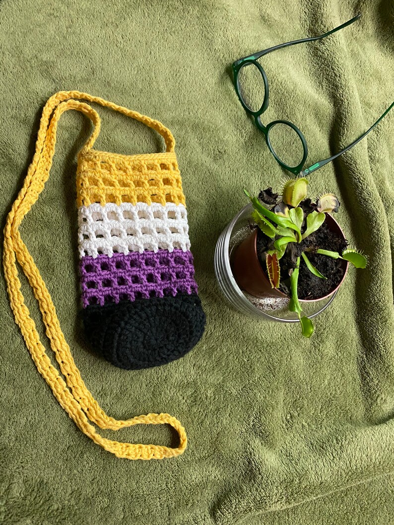 LGBT Pride Non-binary Flag Water Bottle Holdercrochet Bottle - Etsy
