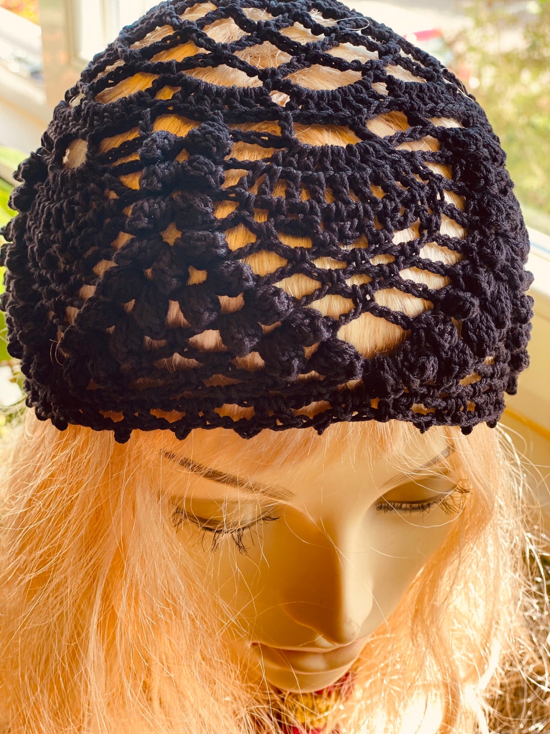 Black Elegant Mesh Beanie, Netted Mesh Beanie, Crochet Mesh Hat, Beige ...