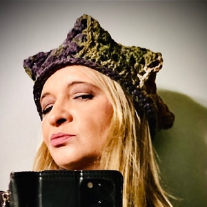 Star Hat, Star Beret, Star Crochet Hat, Olive, Beige,brown, Green Hat ...