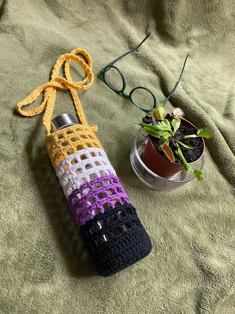 LGBT Pride Non-binary Flag Water Bottle Holdercrochet Bottle - Etsy