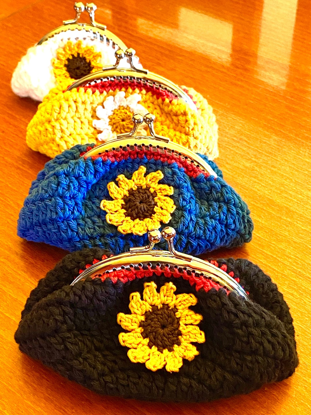 Crochet Sunflower Coin Purse, Daisy Coin Purse, Sunflower Little Bag ...