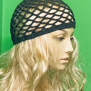 Red Crochet Mesh Beanie, Black Netted Mesh Beanie, Green Crochet Mesh ...