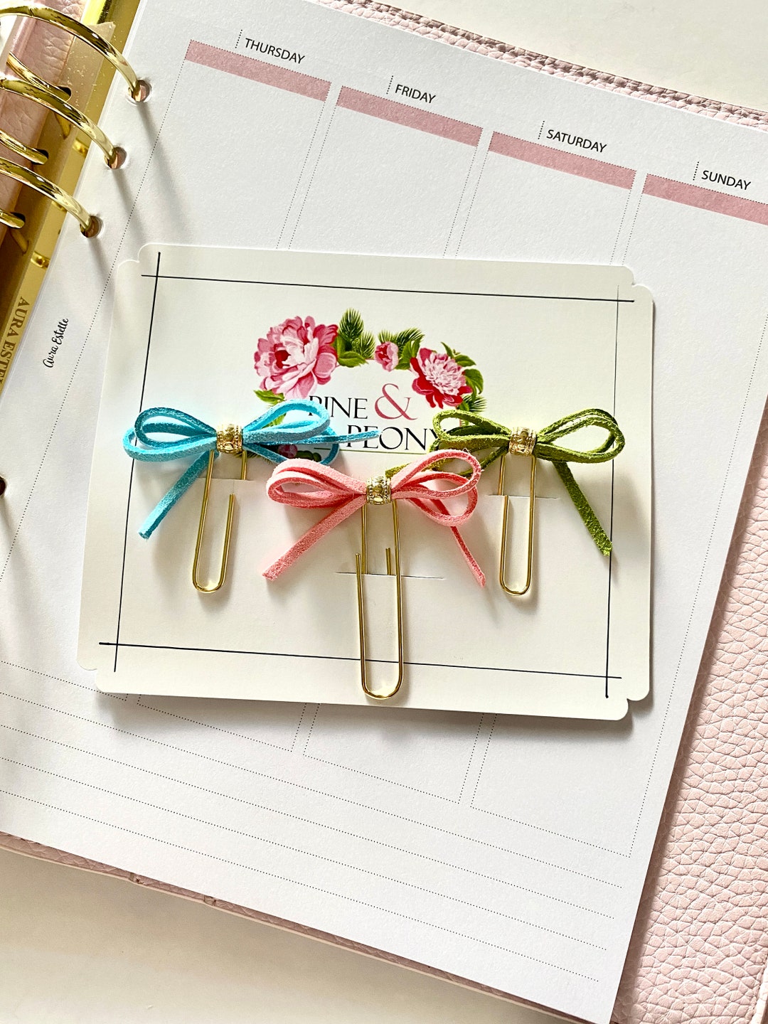 Planner Bow Clips Suede Leather Planner Bows Planner - Etsy