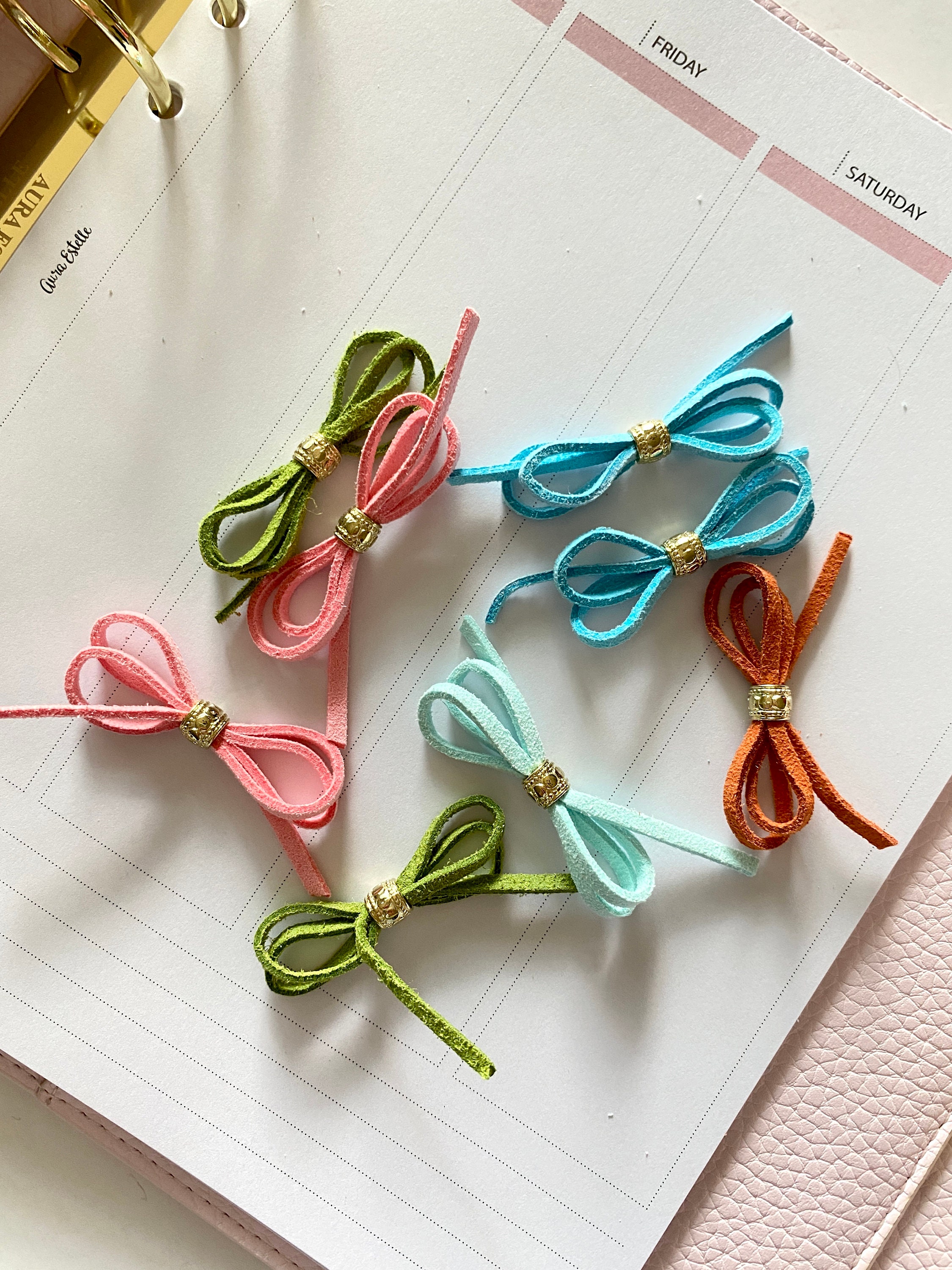 Planner Bow Clips Suede Leather Planner Bows Planner - Etsy