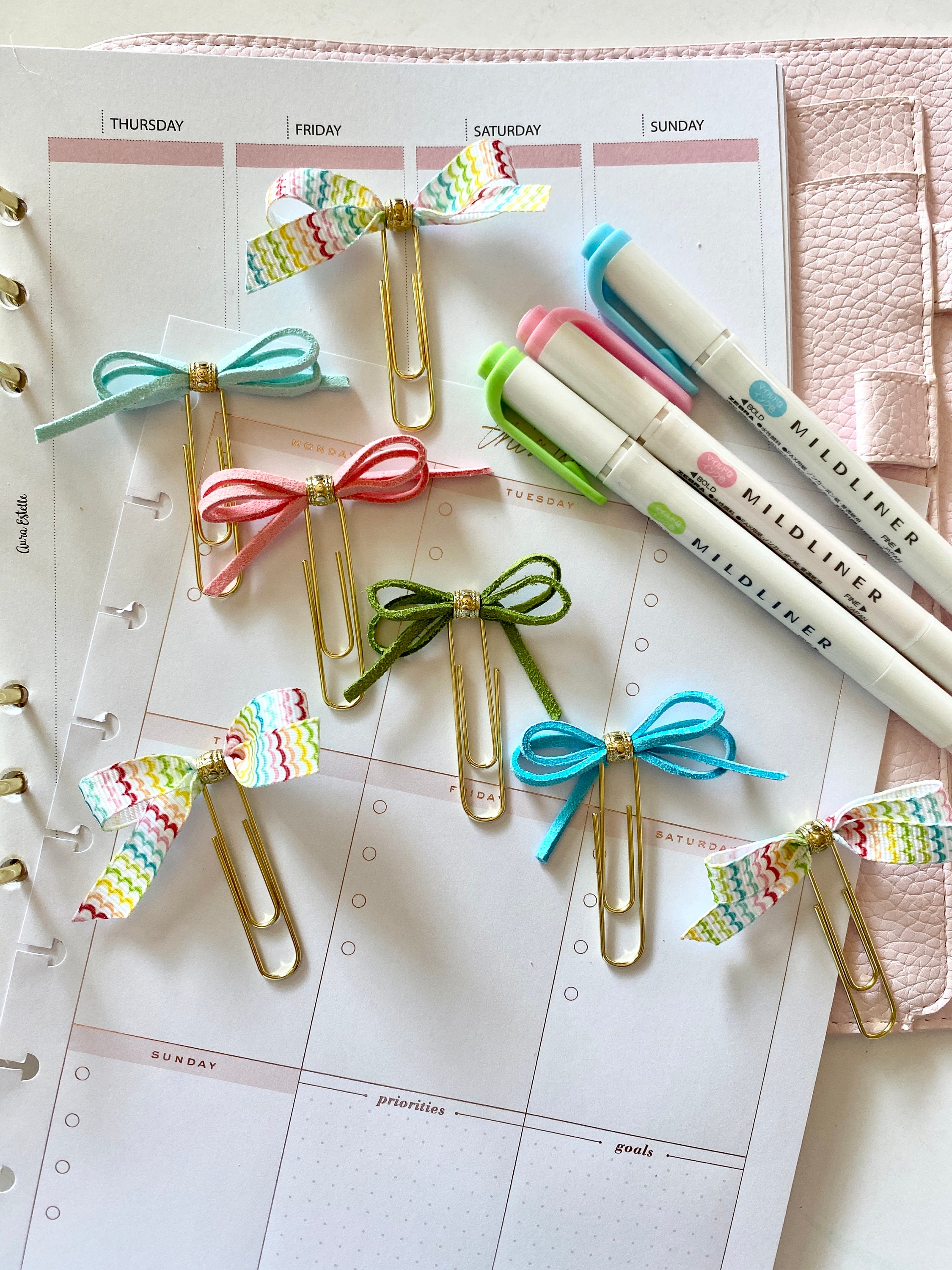 Planner Bow Clips Suede Leather Planner Bows Planner - Etsy