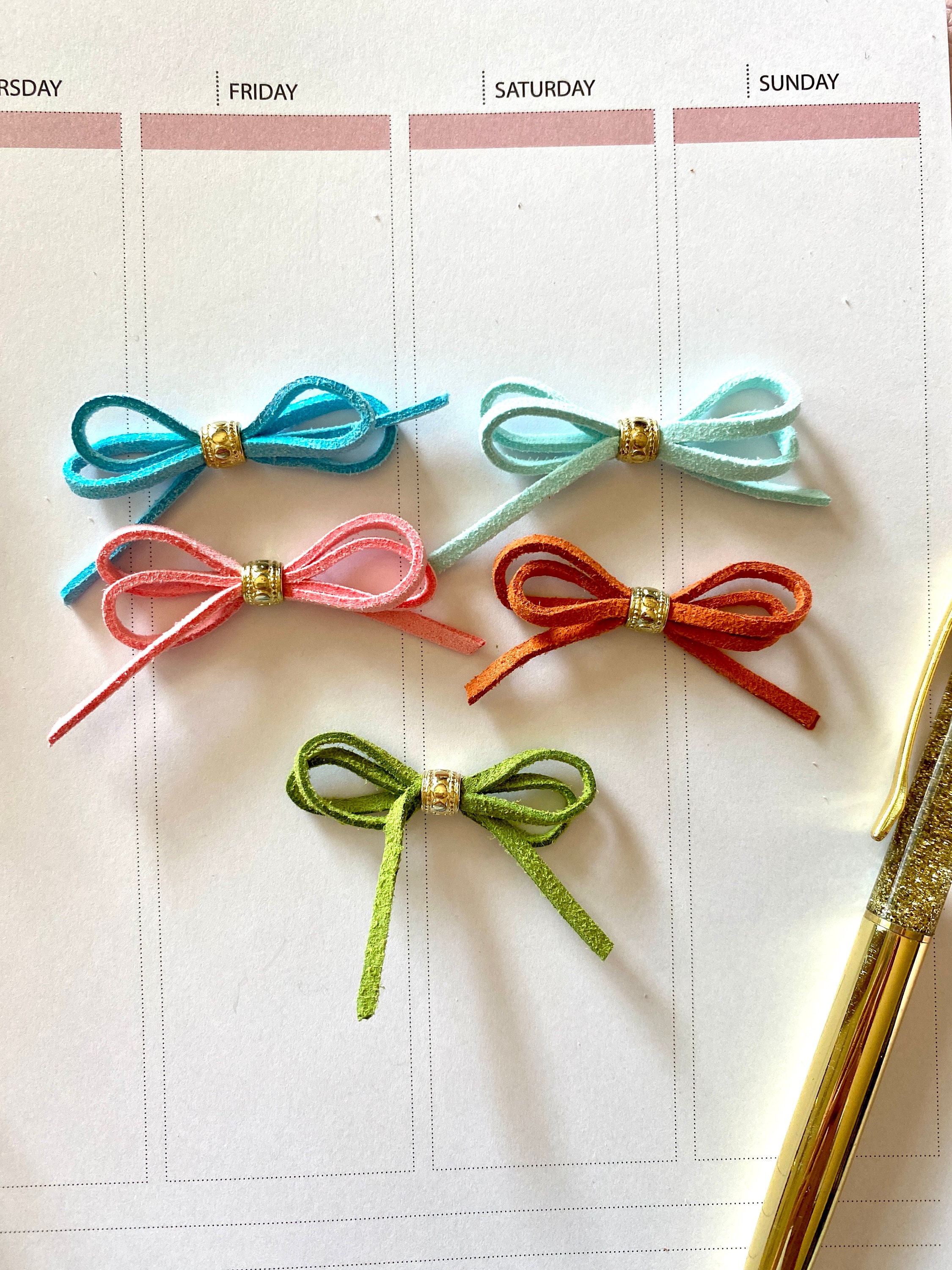 Planner Bow Clips Suede Leather Planner Bows Planner - Etsy