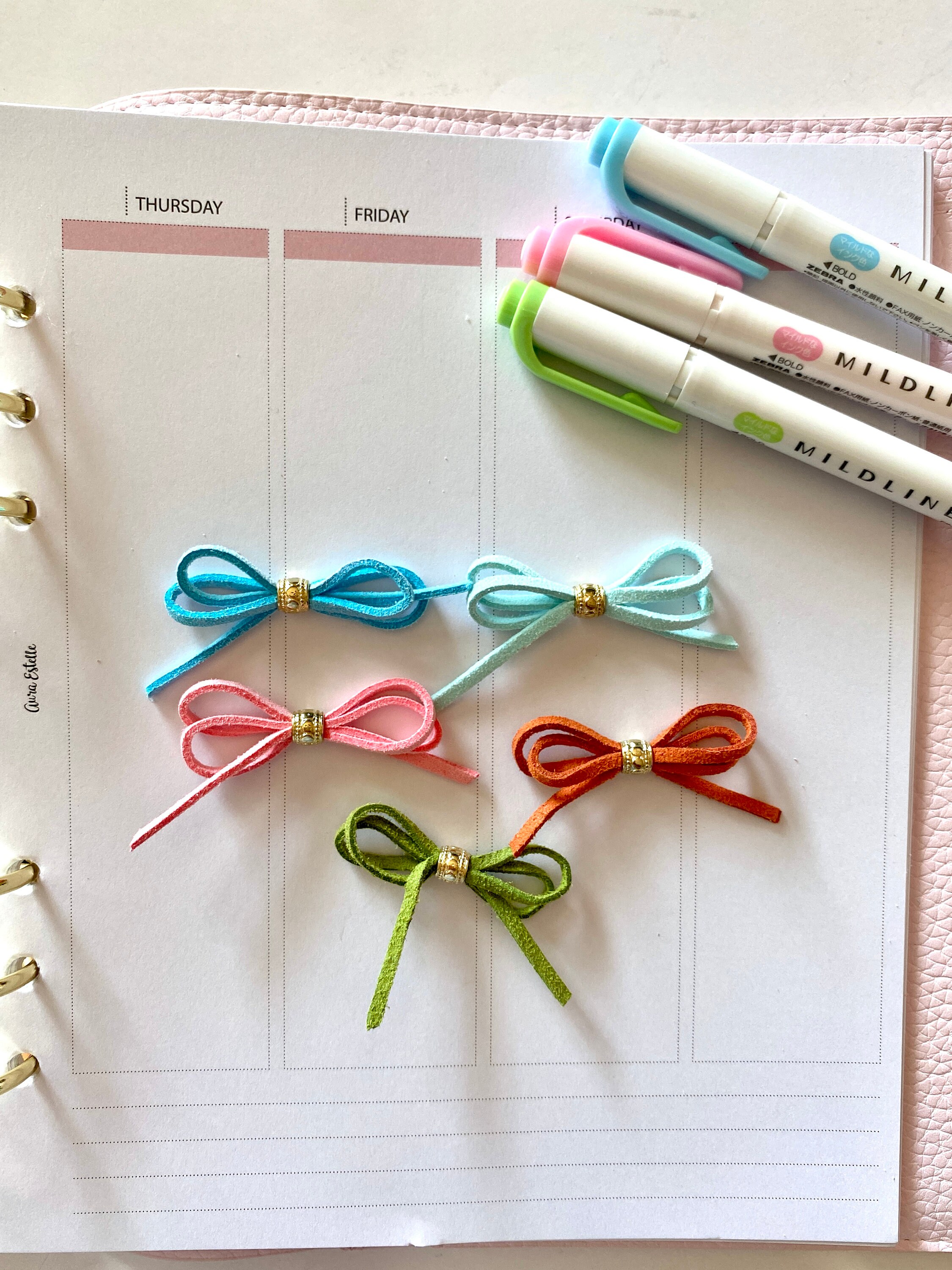Planner Bow Clips Suede Leather Planner Bows Planner - Etsy