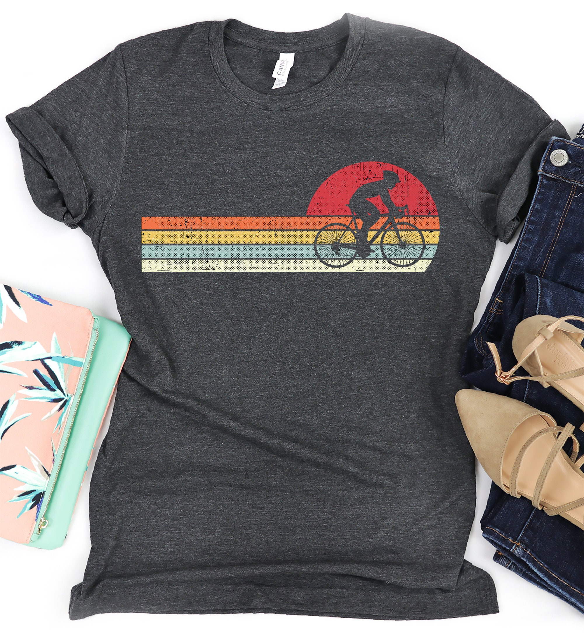 Vintage Retro Cycling T Shirt Cyclist T Graphic Tee T Etsy
