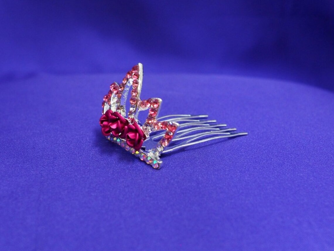 Pet Dog Red Pink Rose Rhinestone Tiara Crown Accesory Birthday | Etsy