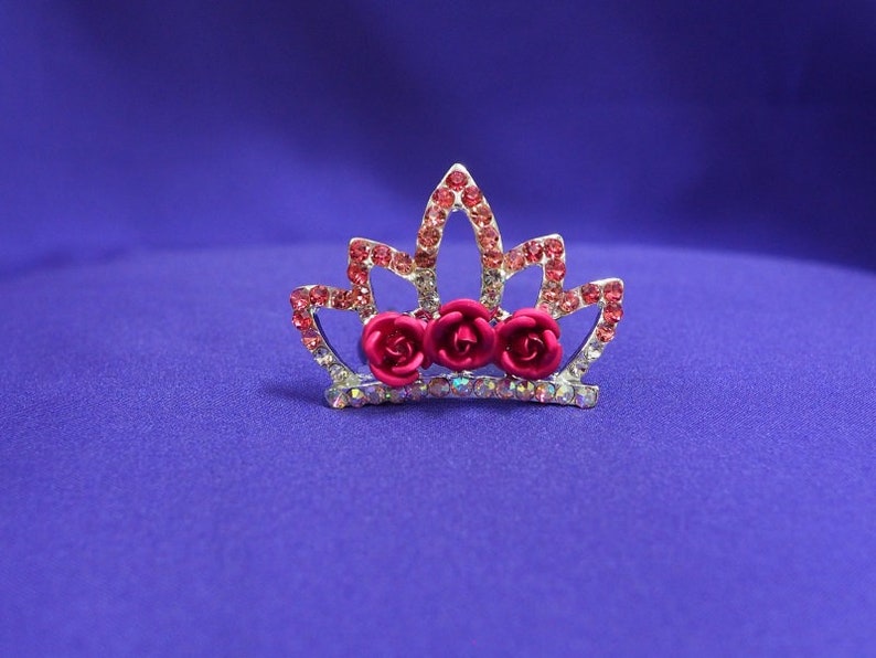 Pet Dog Red Pink Rose Rhinestone Tiara Crown Accesory Birthday | Etsy