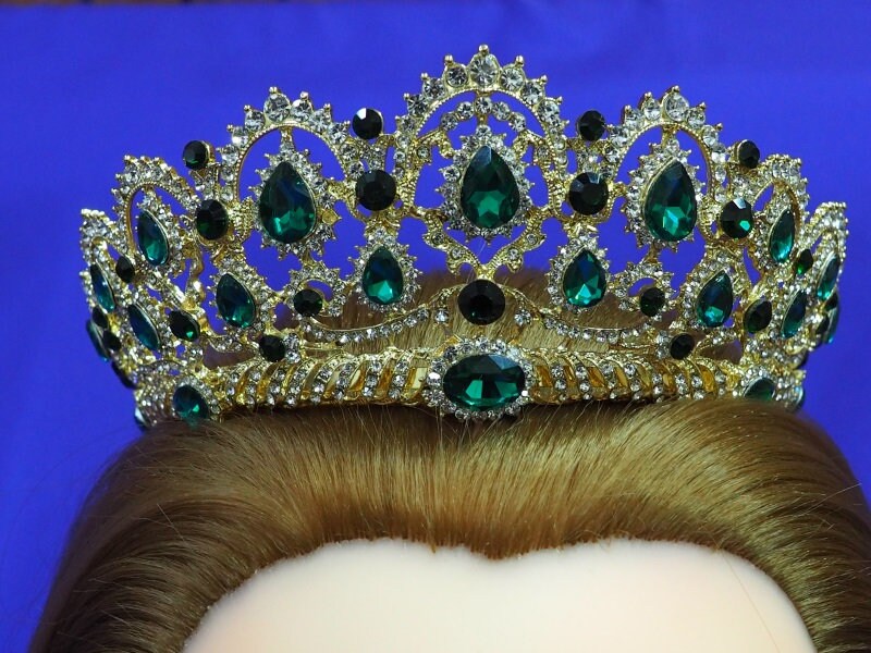 Princess Emerald Green Gold Tiara Crown Wedding Prom Costume - Etsy