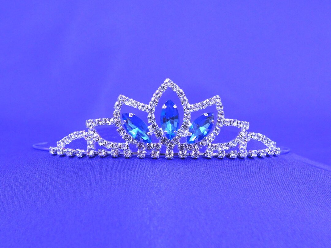 Blue Sapphire Tiara Rhinestone Crystal for Wedding Prom Birthday Gift ...
