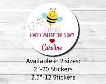 Customized Valentines Day Stickers Honey Bee Mine Pink Favor Labels ...