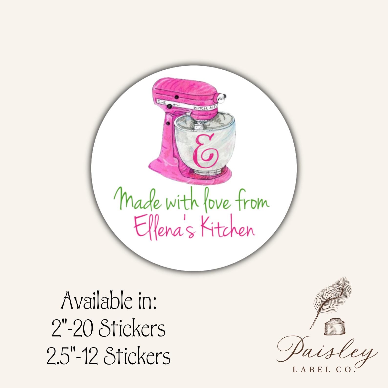 Made With Love Baking Labels Hot Pink Stand Mixer Monogram Baking Baked ...