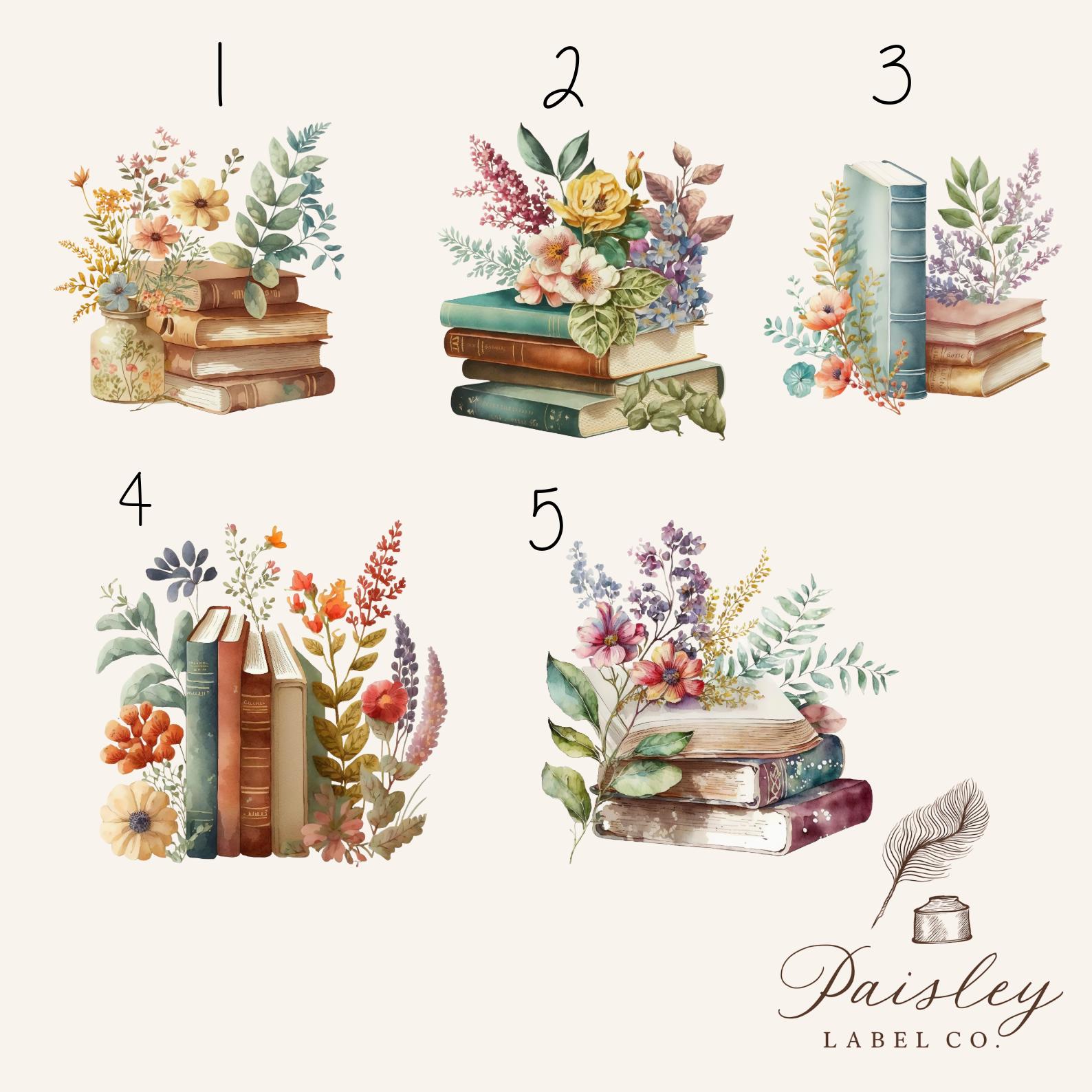 Botanical Floral Flowers From the Library of Personalized This Book ...
