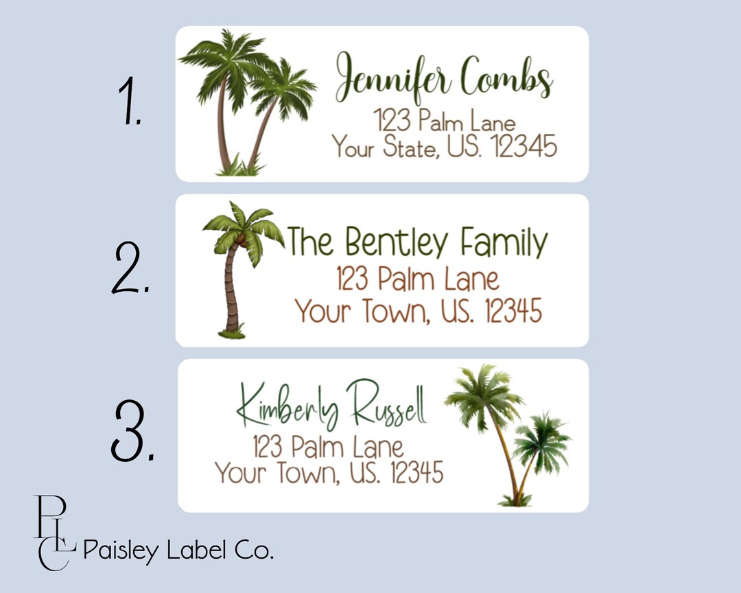Personalized Tropical Beach Palm Trees Return Address Labels Mailing ...