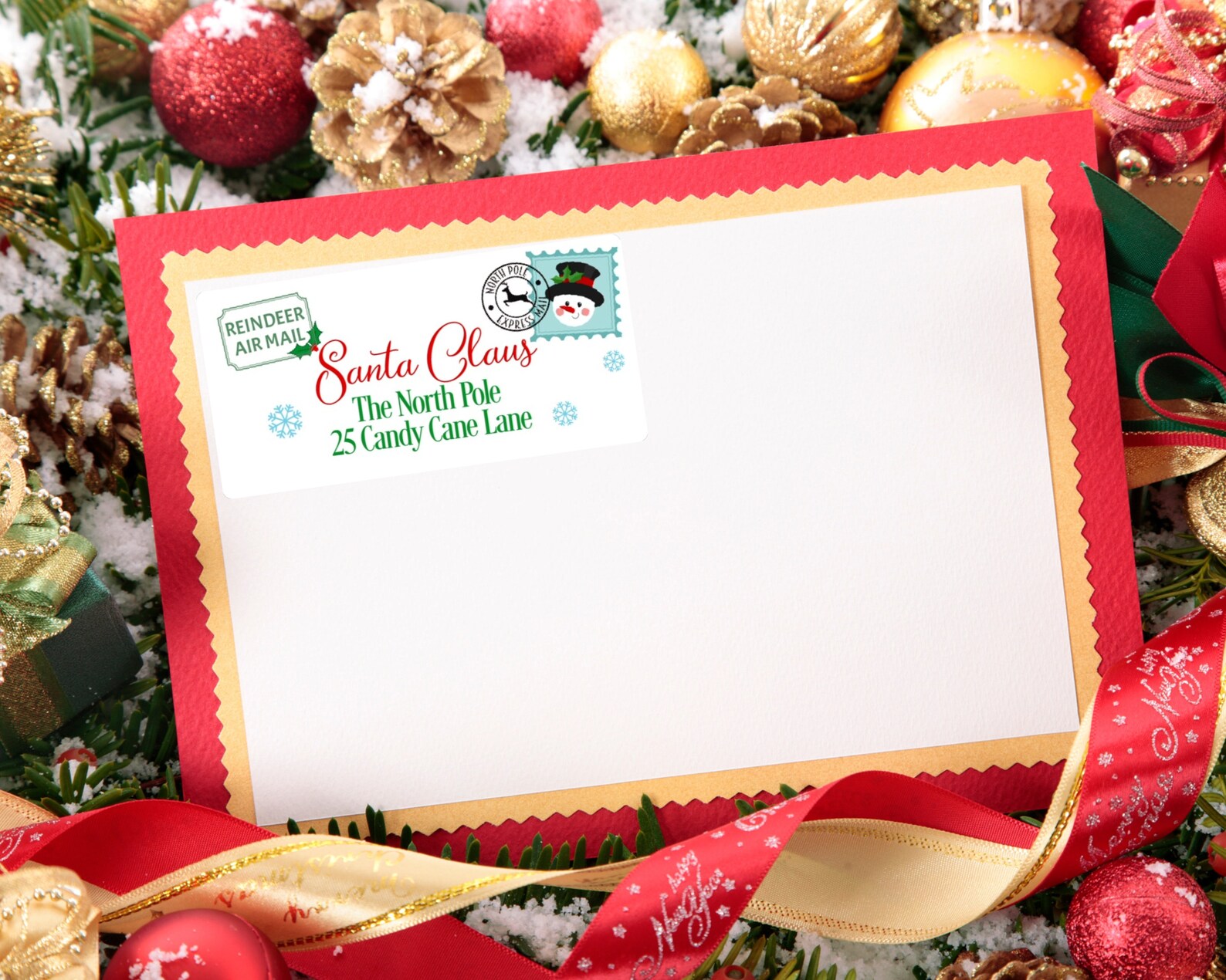 From Santa Claus Return Address Labels Reindeer Air Mail North Pole ...