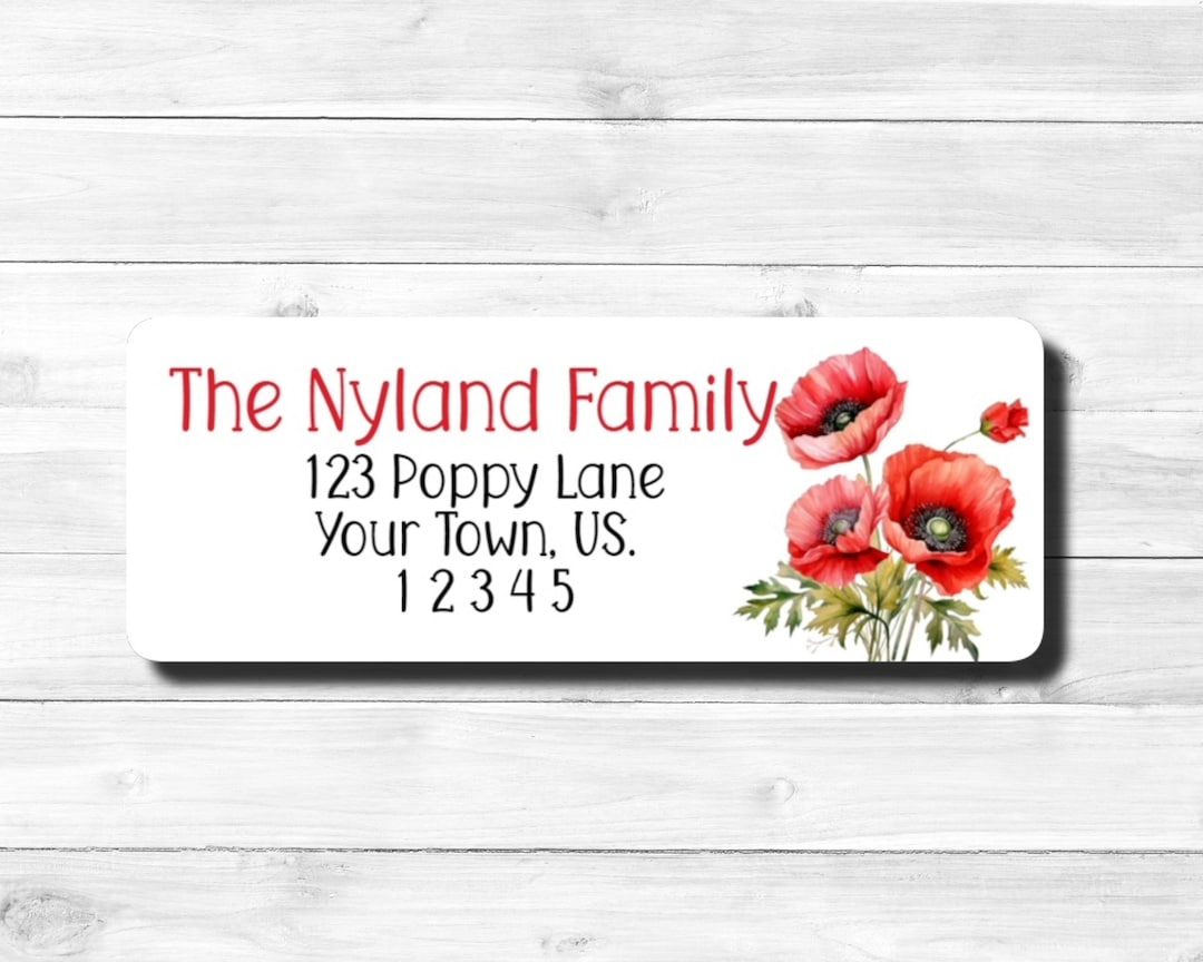 Red Poppies Flowers Poppy Personalized Custom Return Address Mailing ...