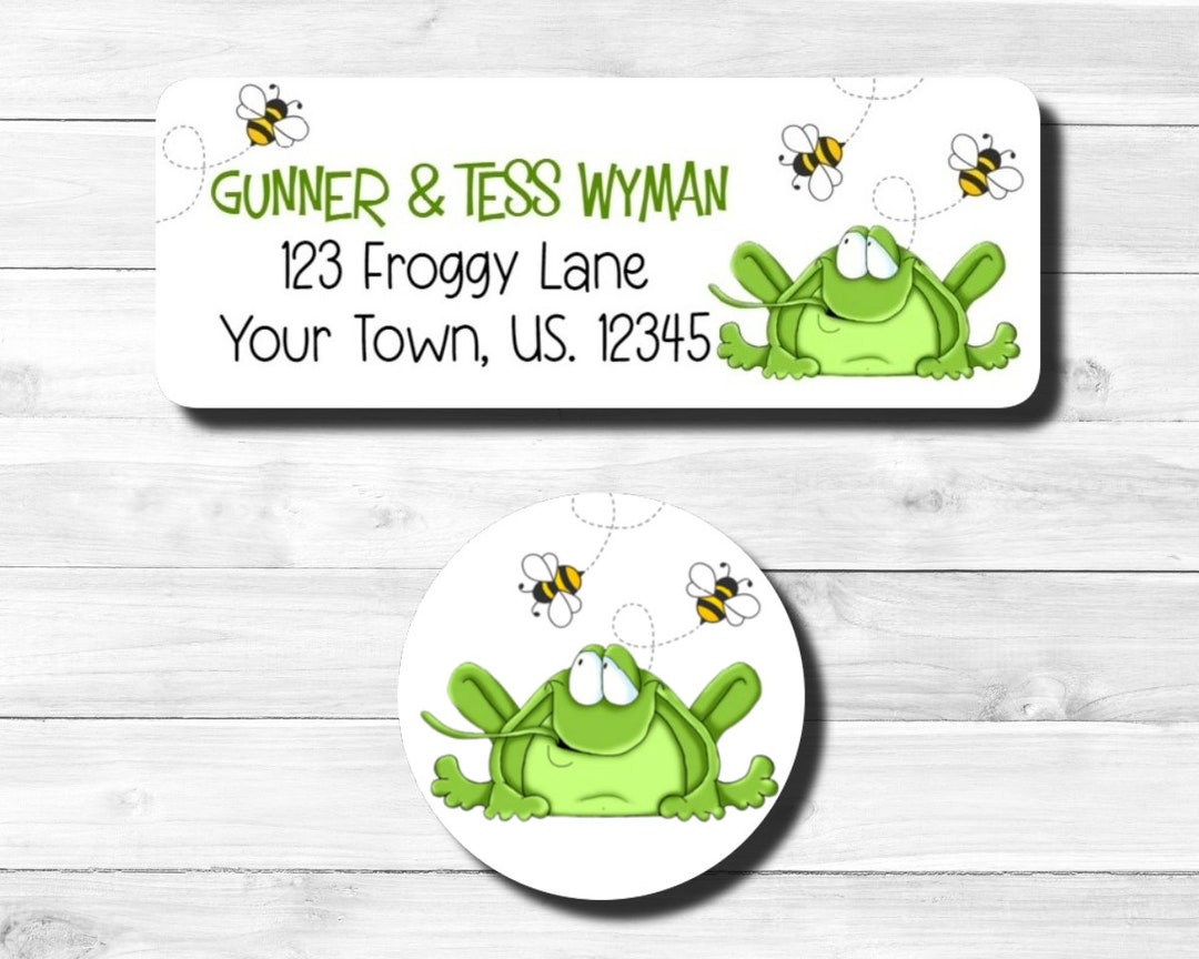 Personalized Whimsical Frog Toad Ribbit Bee Return Address Labels ...