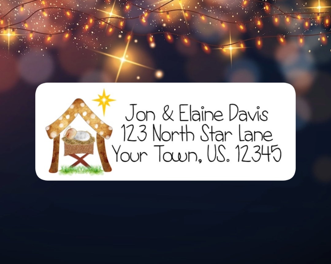 Personalized Away in A Manger Nativity Scene Christmas Holiday Baby ...