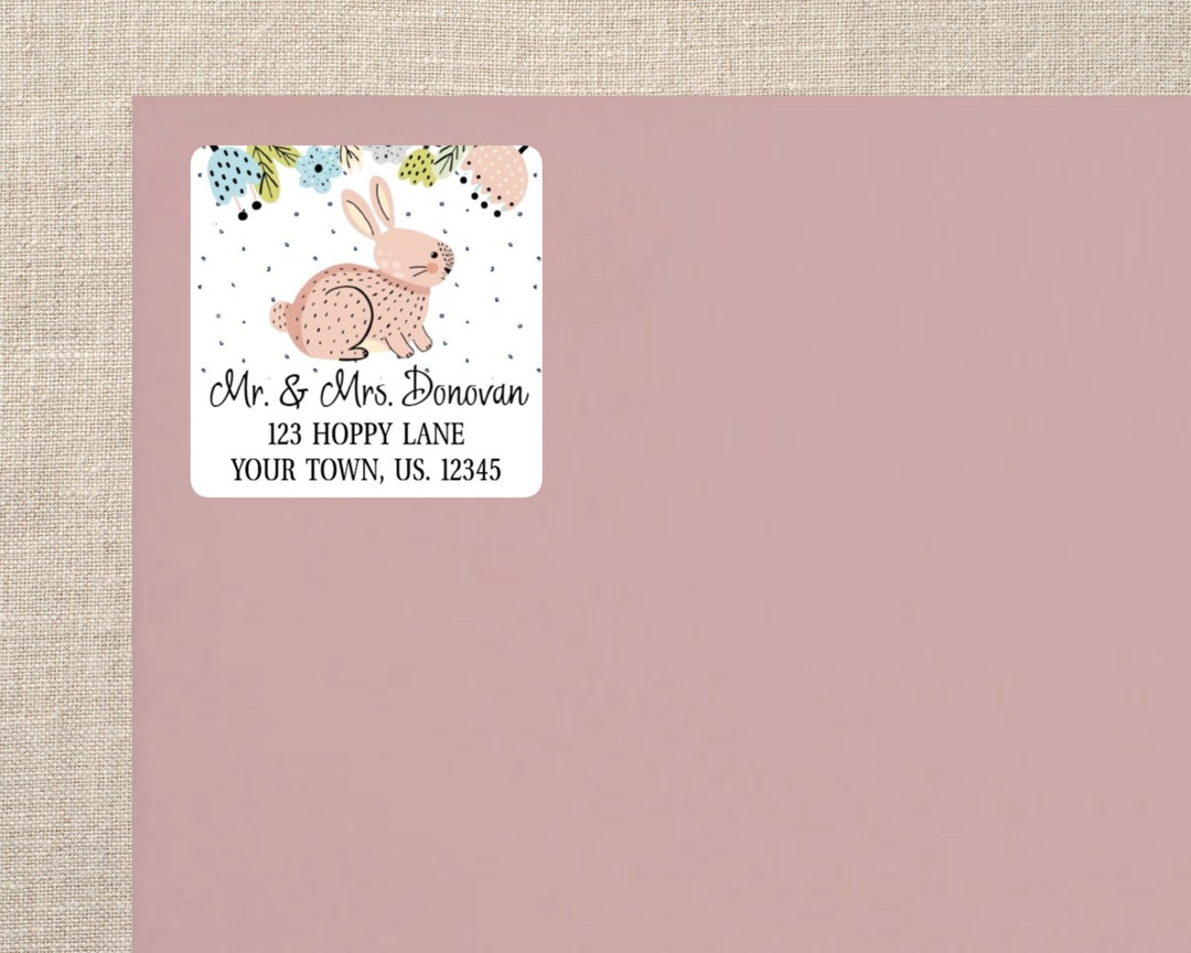 Personalized Polka Dot Pink Boho Rabbit Bunny Bunnie Spring Flower ...