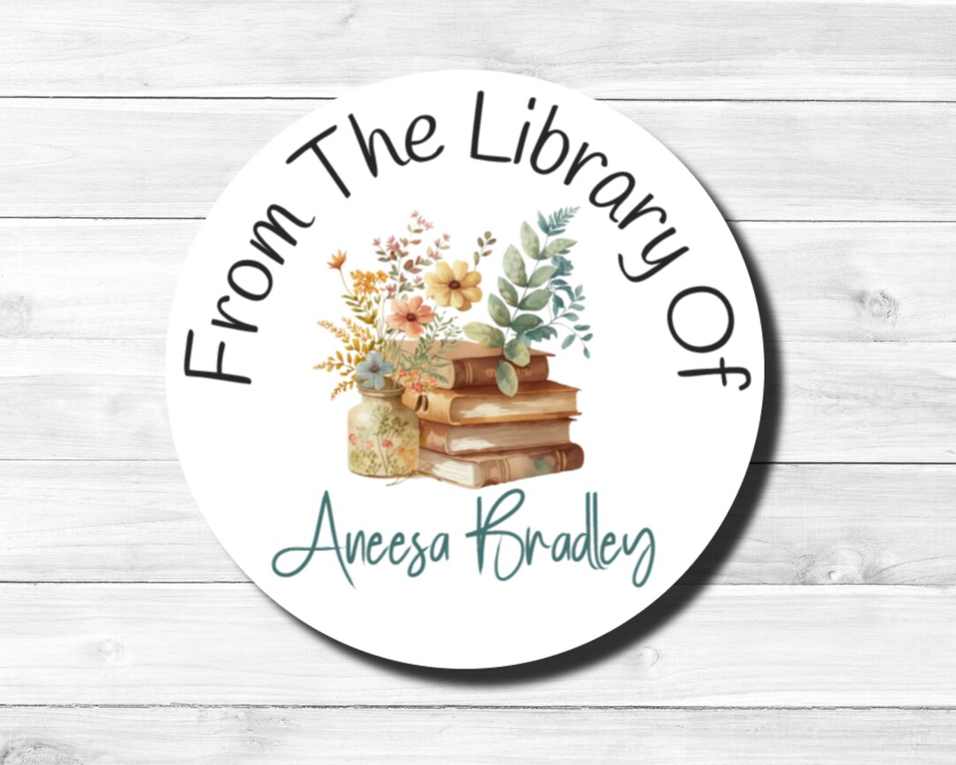 Botanical Floral Flowers From the Library of Personalized This Book ...