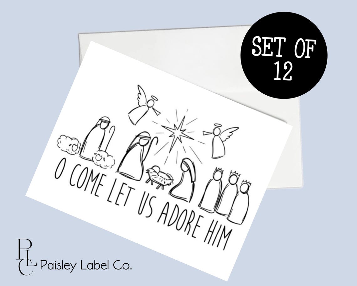 Nativity Scene O Come Let Us Adore Him Simple Minimalist Advent ...