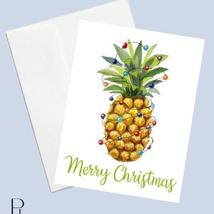 Tropical Pineapple Christmas Lights Note Card Set Holiday Hawaiian ...