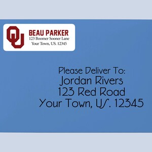 OU University of Oklahoma Boomer Sooner Personalized Return Address ...
