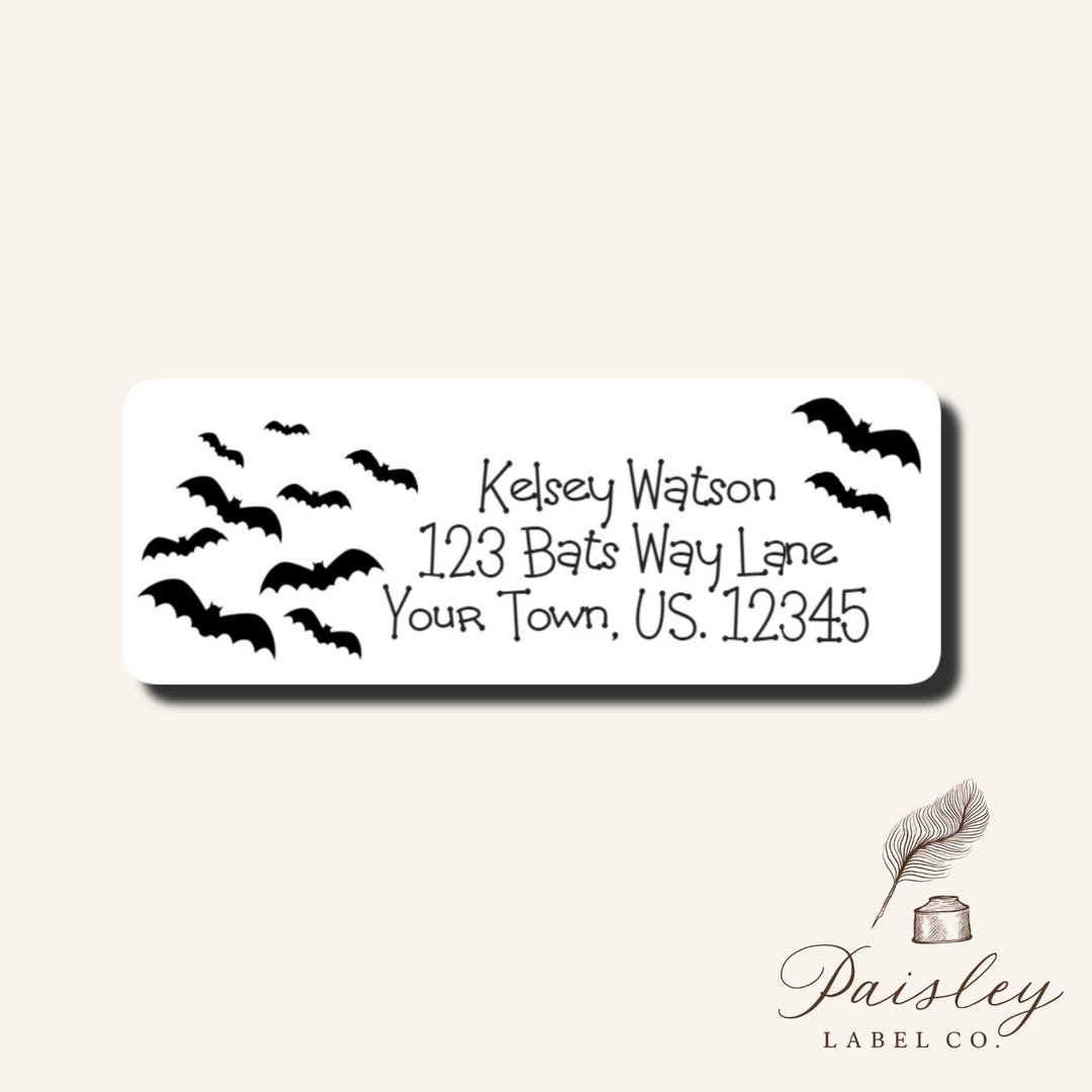 Personalized Halloween Gone Batty Bat Goth Return Address Mailing ...