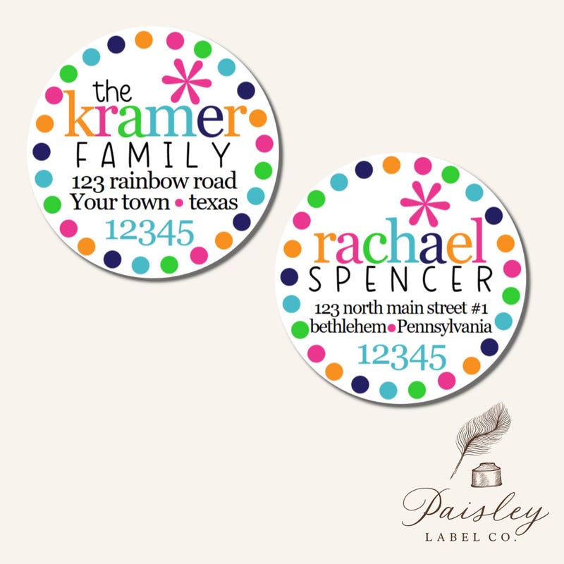 Personalized Colorful Address Labels - Etsy