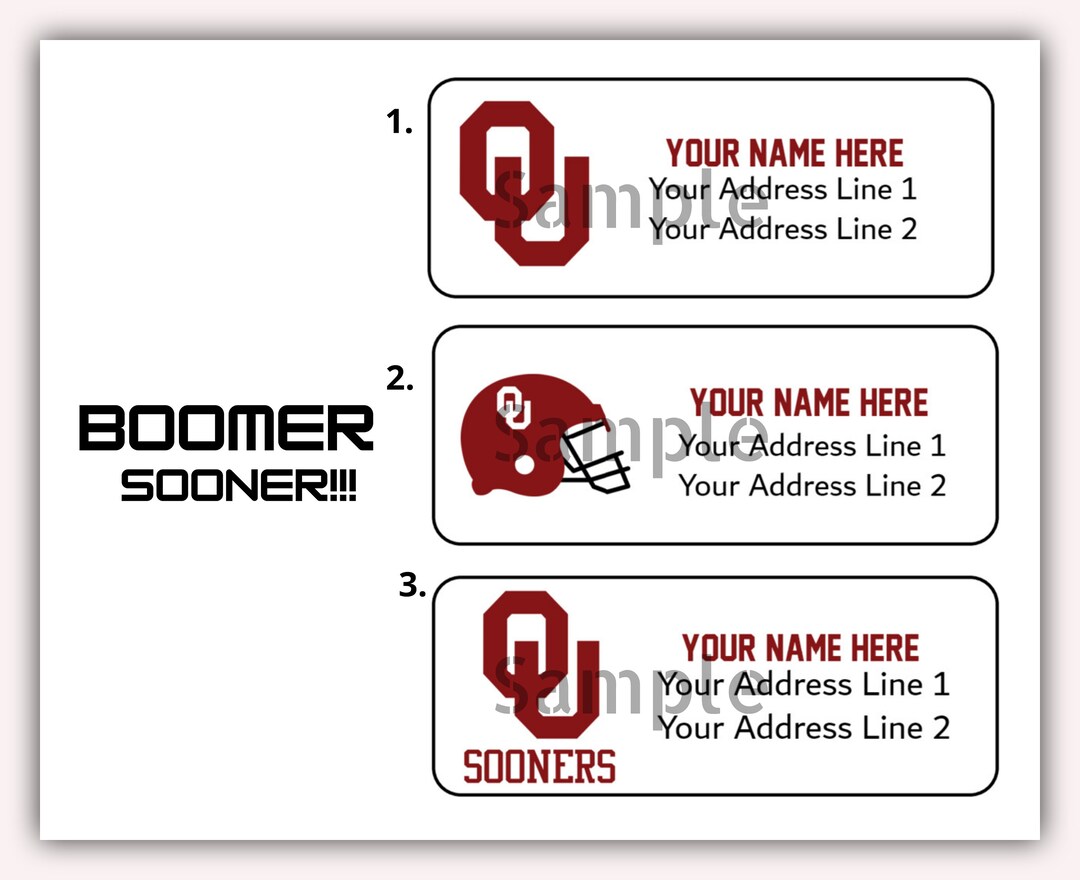 OU University of Oklahoma Boomer Sooner Personalized Return Address ...