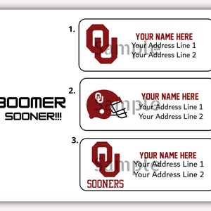 OU University of Oklahoma Boomer Sooner Personalized Return Address ...